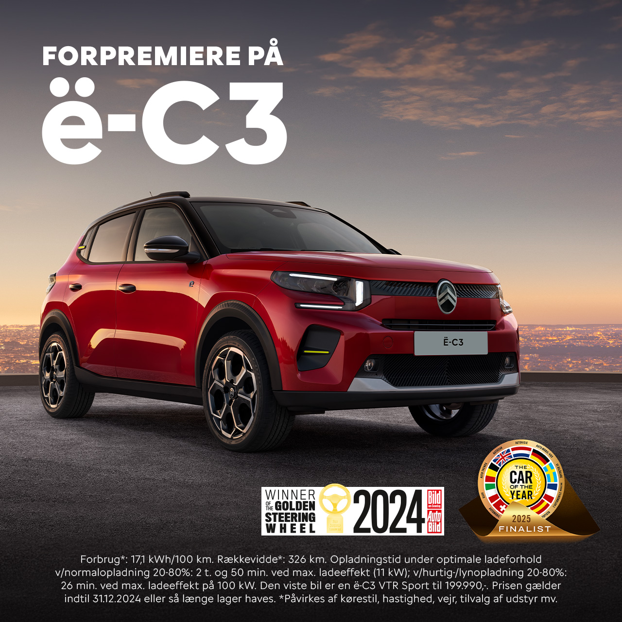 Ny Citroen ë-C3 Citroën C3 som elbil kommer i 2024